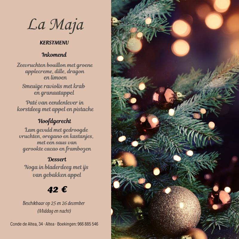 Carta del restaurante Nuevo La Maja, Altea