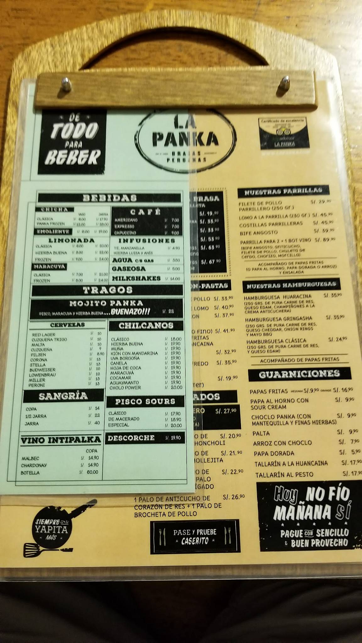 Carta del restaurante LA PANKA, Surquillo, Av. Manuel Villarán 753