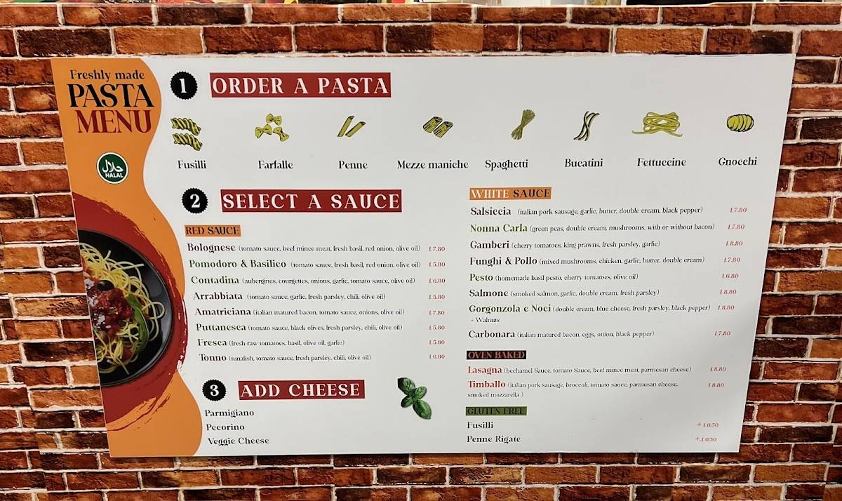 Menu at La Taverna restaurant, Luton