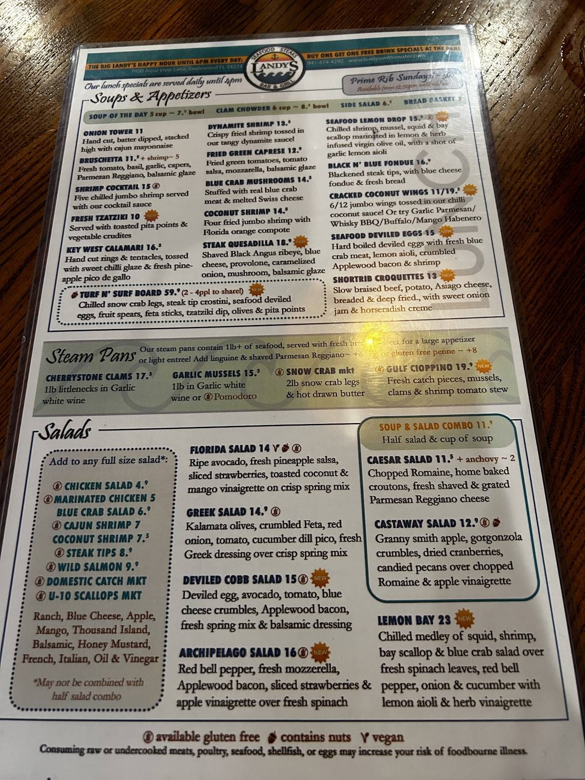 Menu at Landy's Restaurant, Englewood