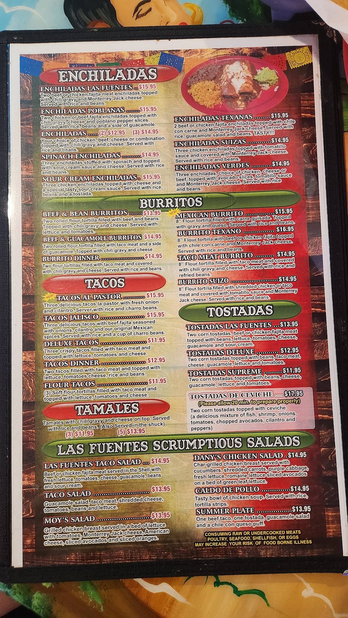 Menu at Las Fuentes Mexican Restaurant, Somerville, 150 John Hill St