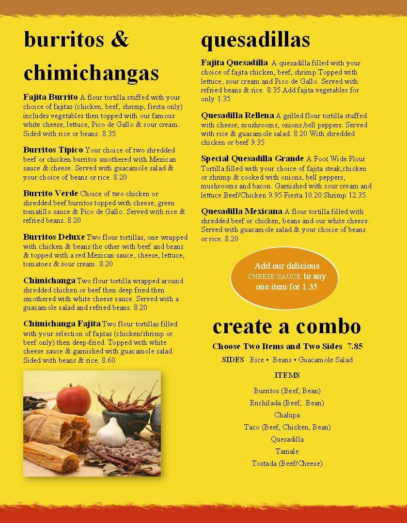Menu at Las Lomas Restaurante Mexicano, Dyersburg