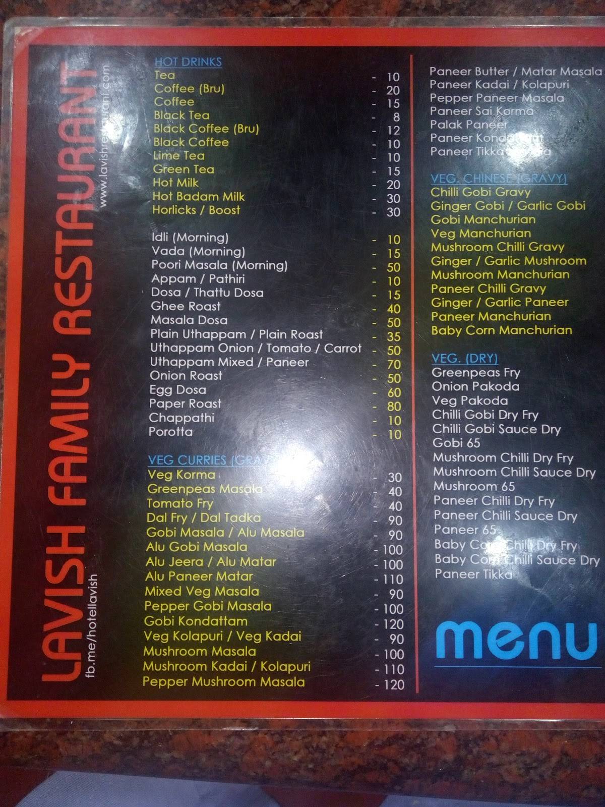 Menu at Lavish Family Restaurant, Thrissur