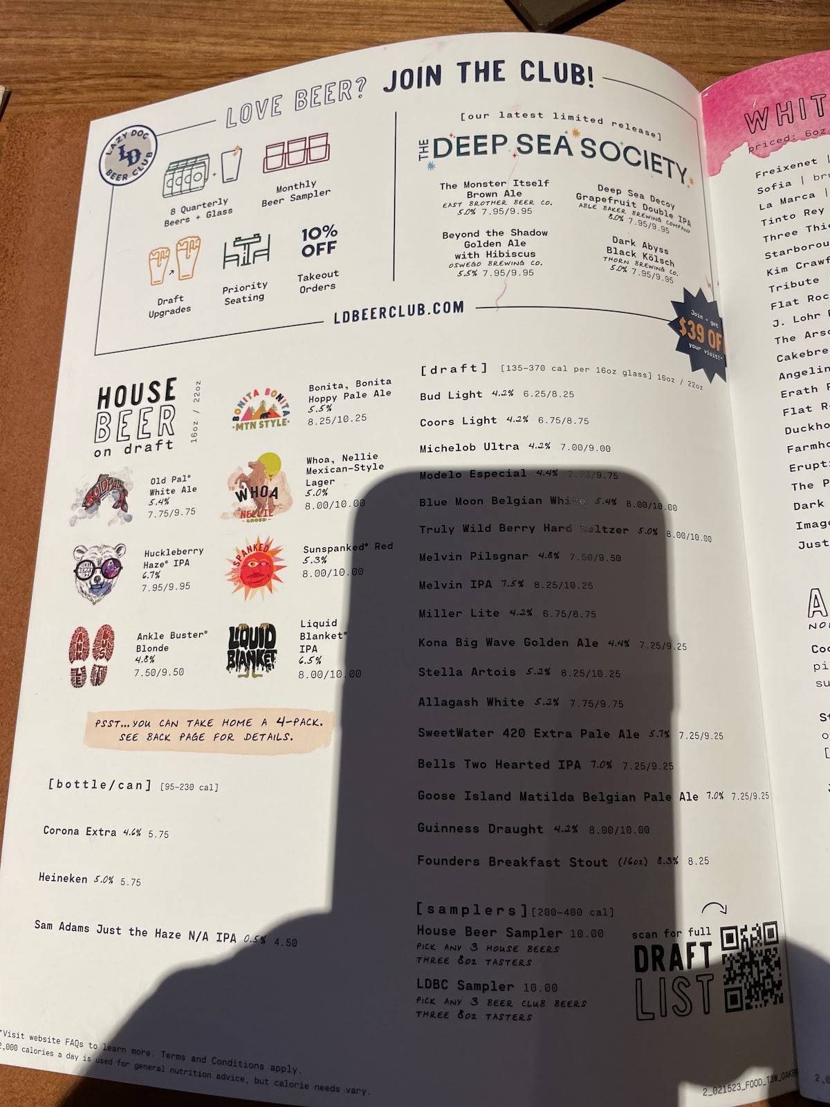 Menu at Lazy Dog Restaurant & Bar, Oak Brook