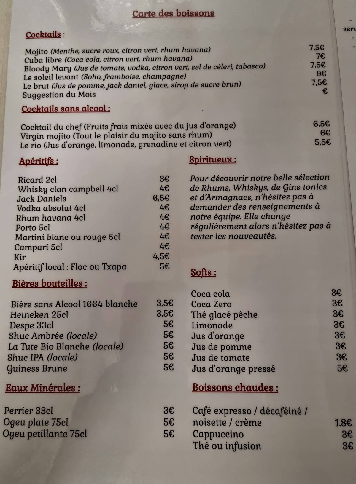Menu au Le Canard Royal Pau restaurant, Pau, 13 Rue du Moulin