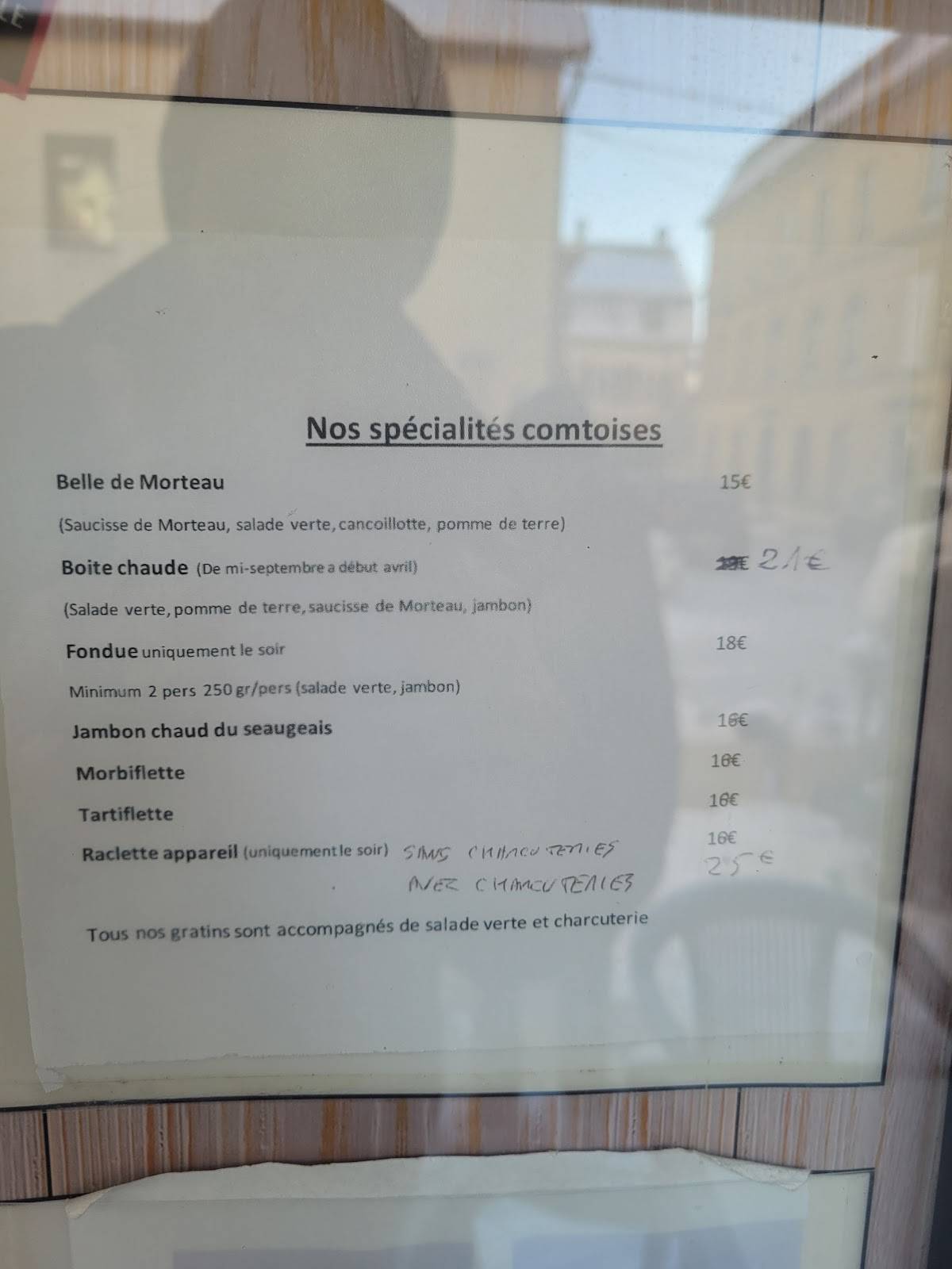 Menu au Le Chaudron restaurant, Morteau