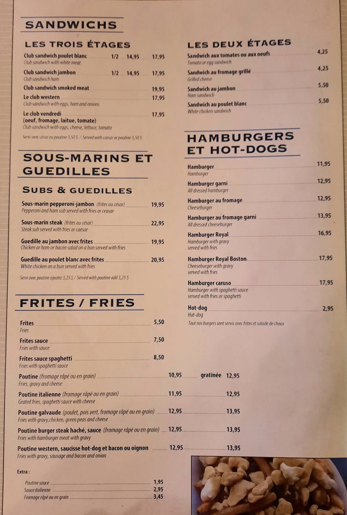 Menu au Restaurant Le Danube Bleu, Forestville