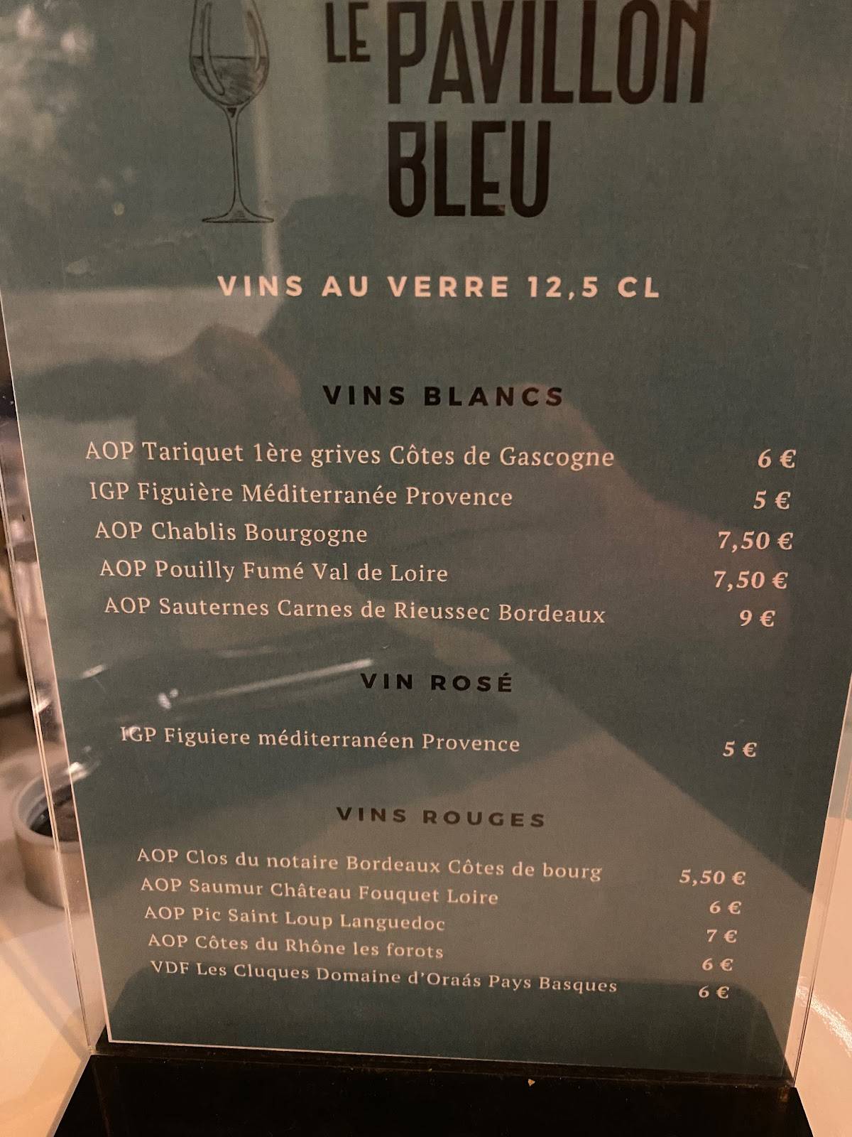 Menu au Le Pavillon Bleu fast food, Amiens