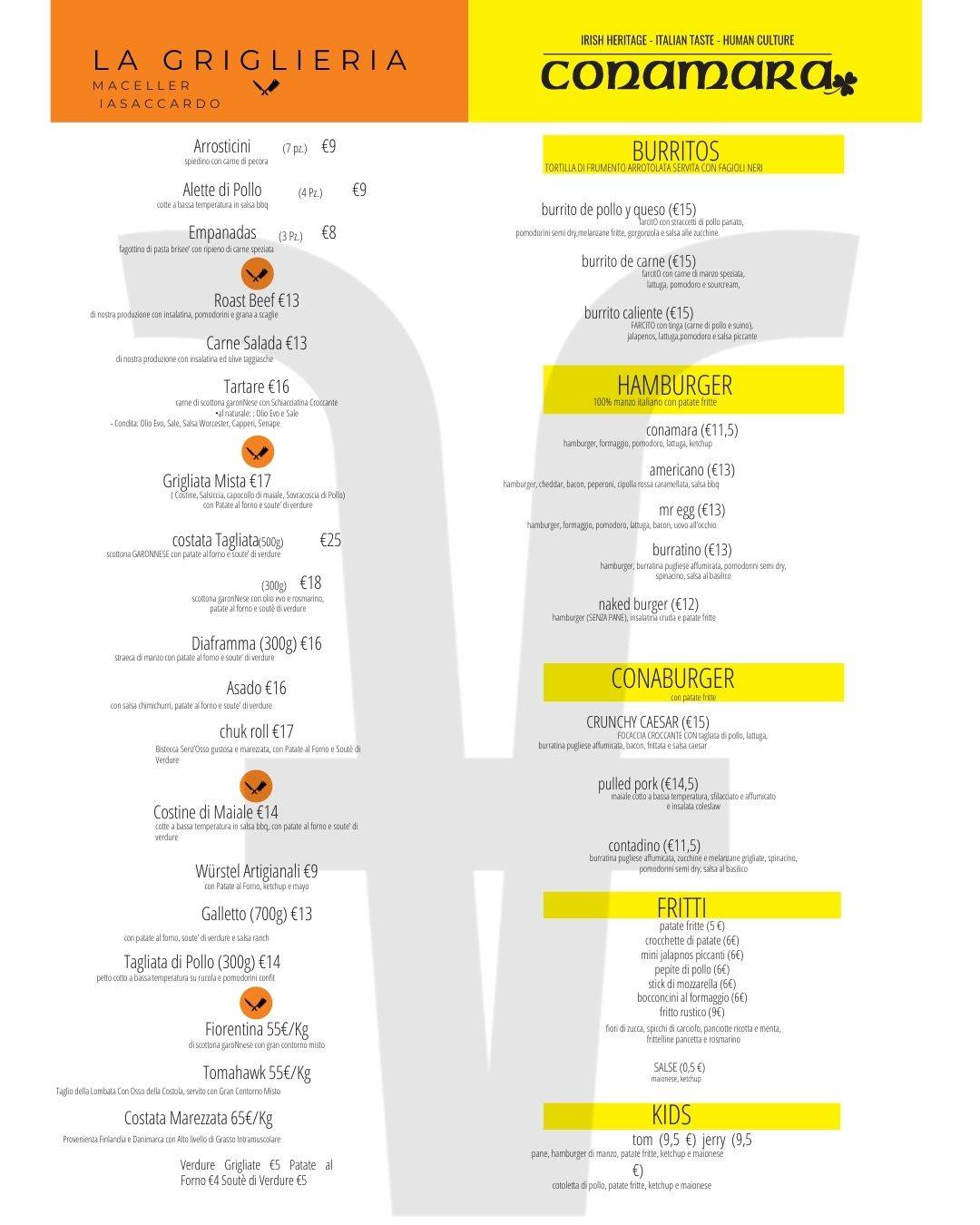 Menu da Le Staffe ristorante, Padova