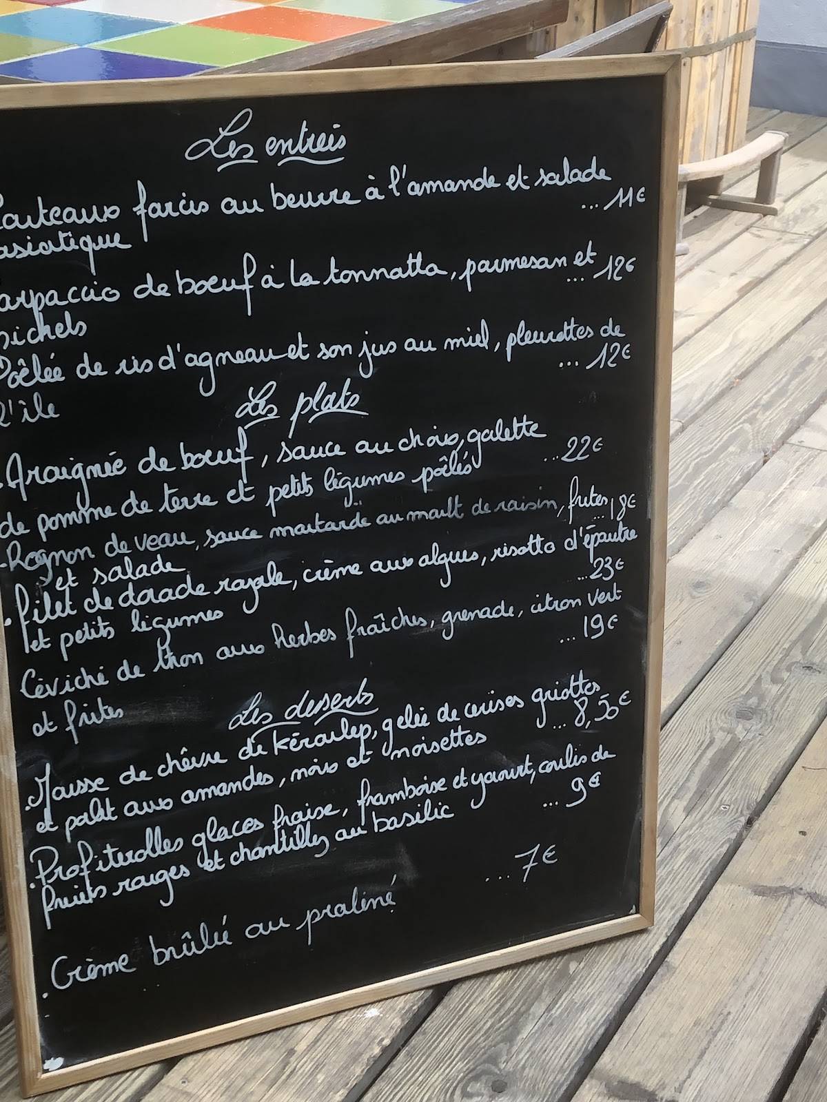 Menu au Le Suet' restaurant, Locmaria