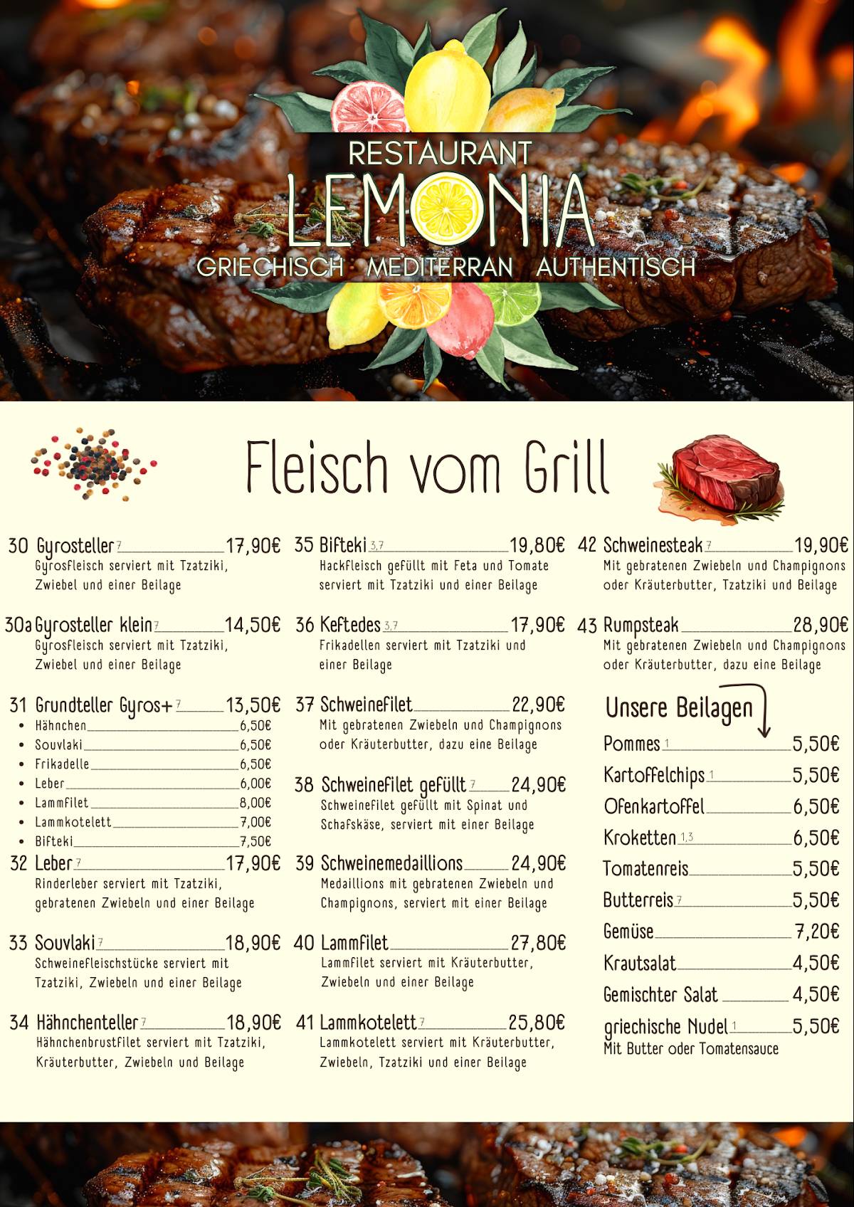 Speisekarte von Restaurant Lemonia, Ottersberg