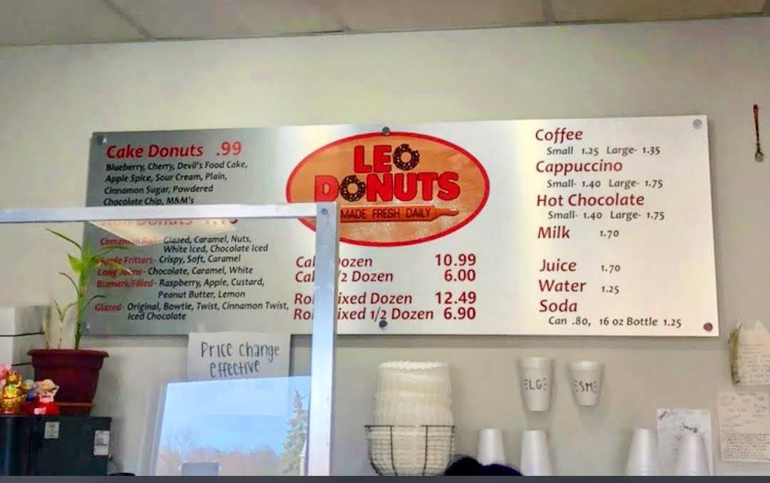 Menu at Leo Donuts, Fort Wayne