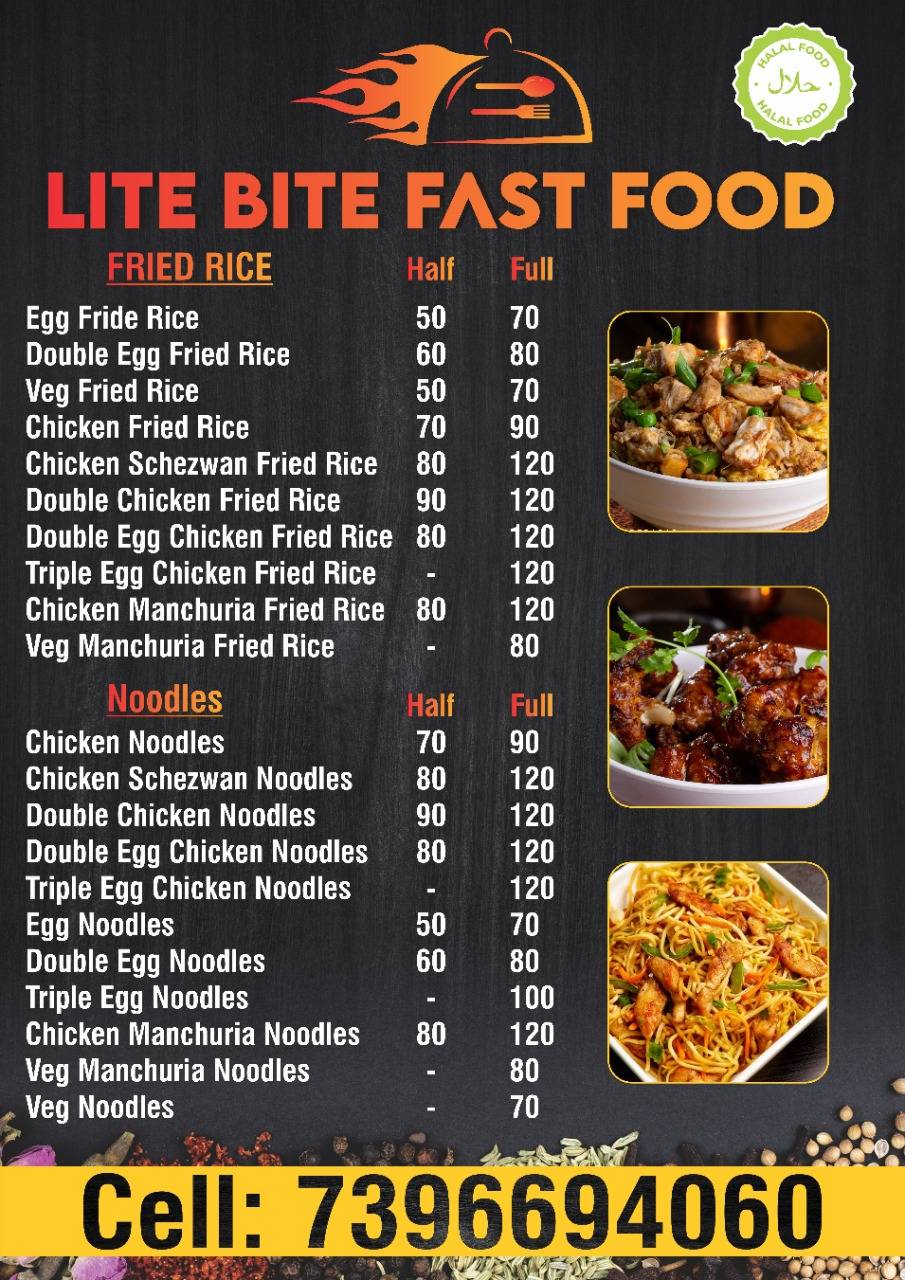 Menu at Lite Bite Fast Food, Hyderabad