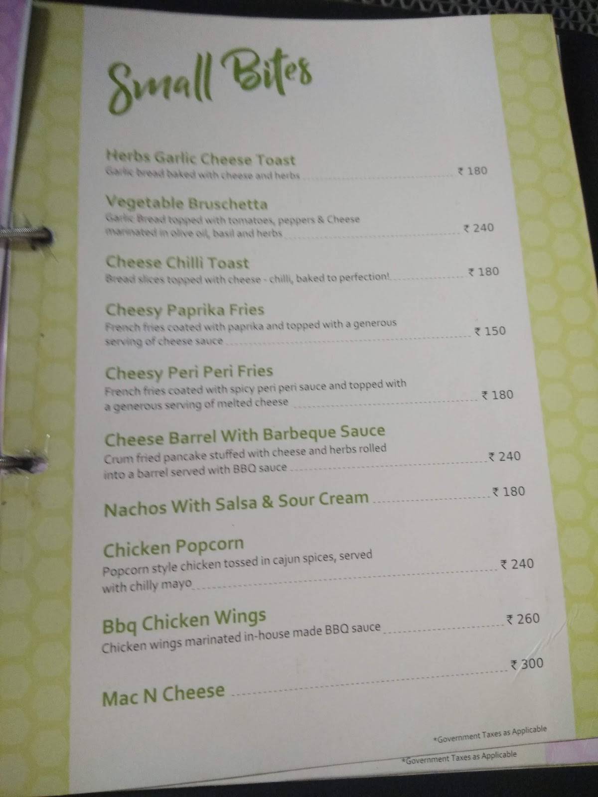 Menu at Little's Bistro, Ranchi