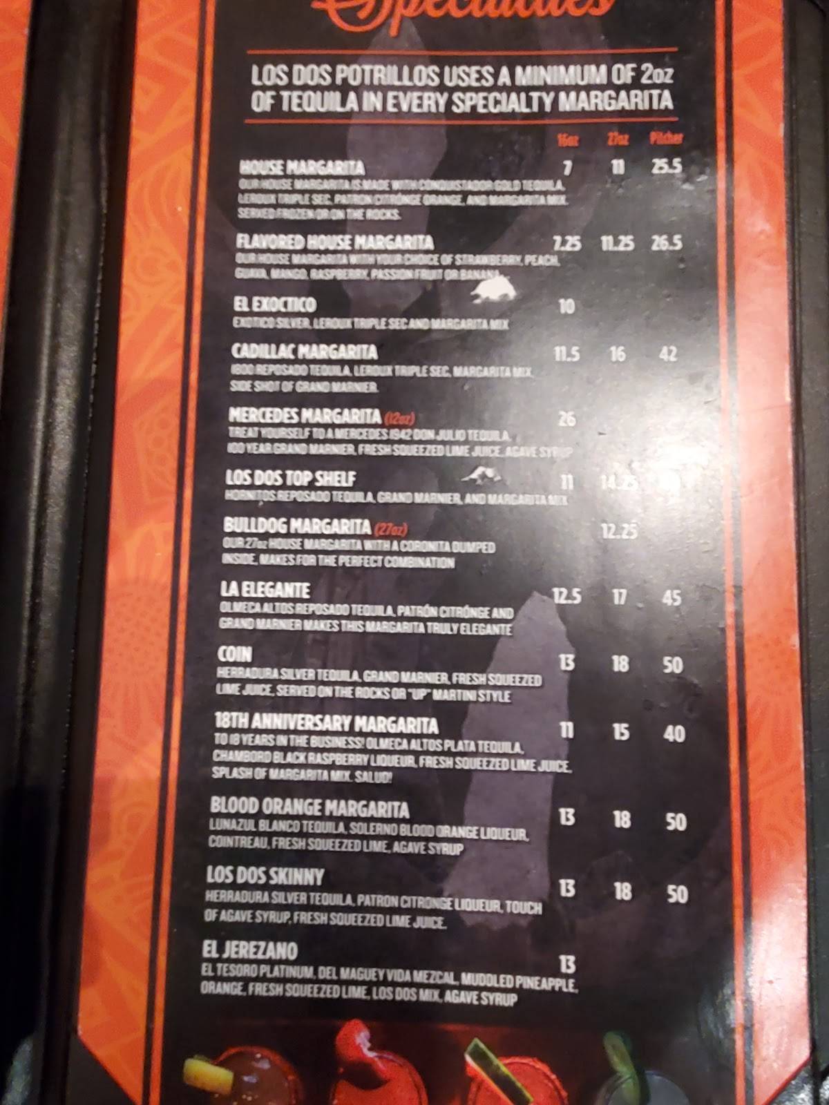 Menu at Los Dos Potrillos Mexican Restaurant, Centennial, S Holly St
