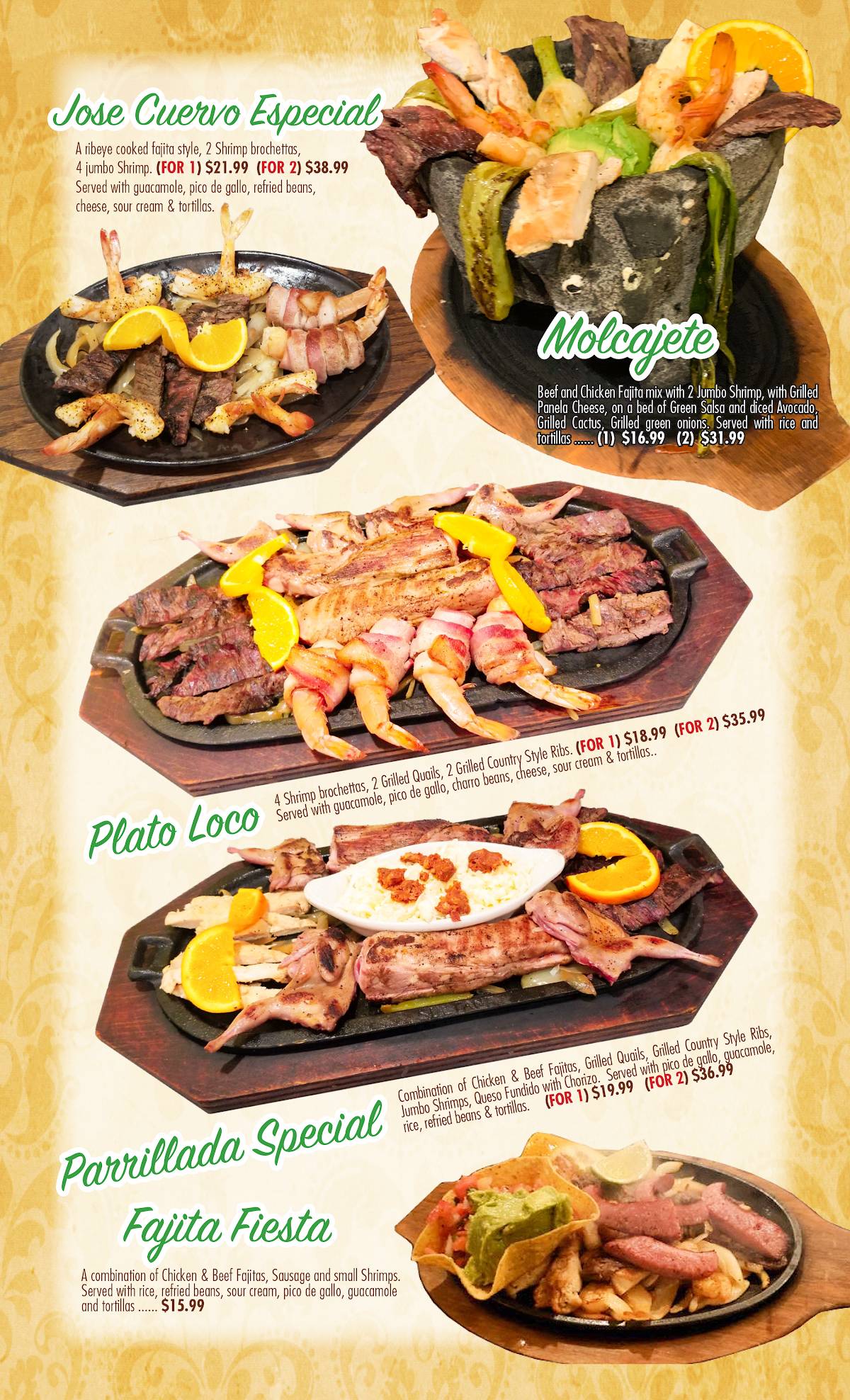 Menu at Los Ranchos Mexican Restaurant, Crockett, TX-304 Loop
