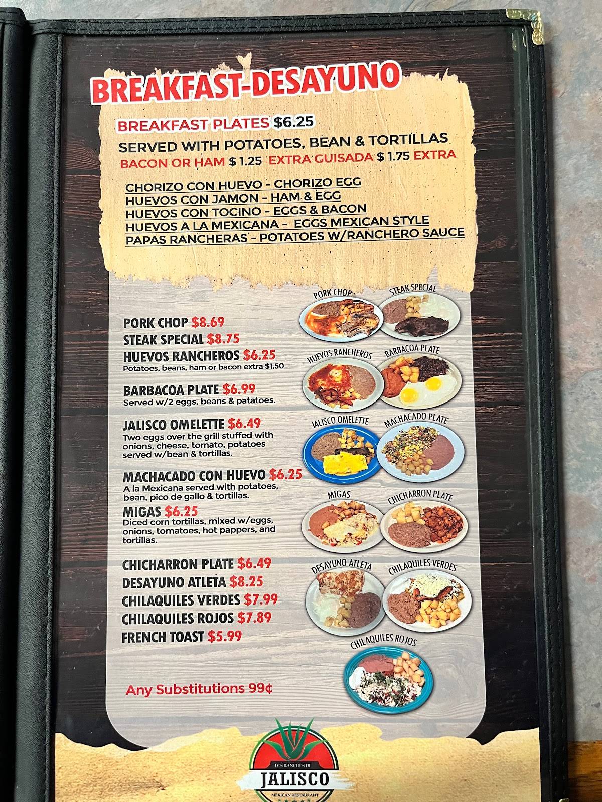 Menu at Los Ranchos de Jalisco Mexican Restaurant, D'Hanis