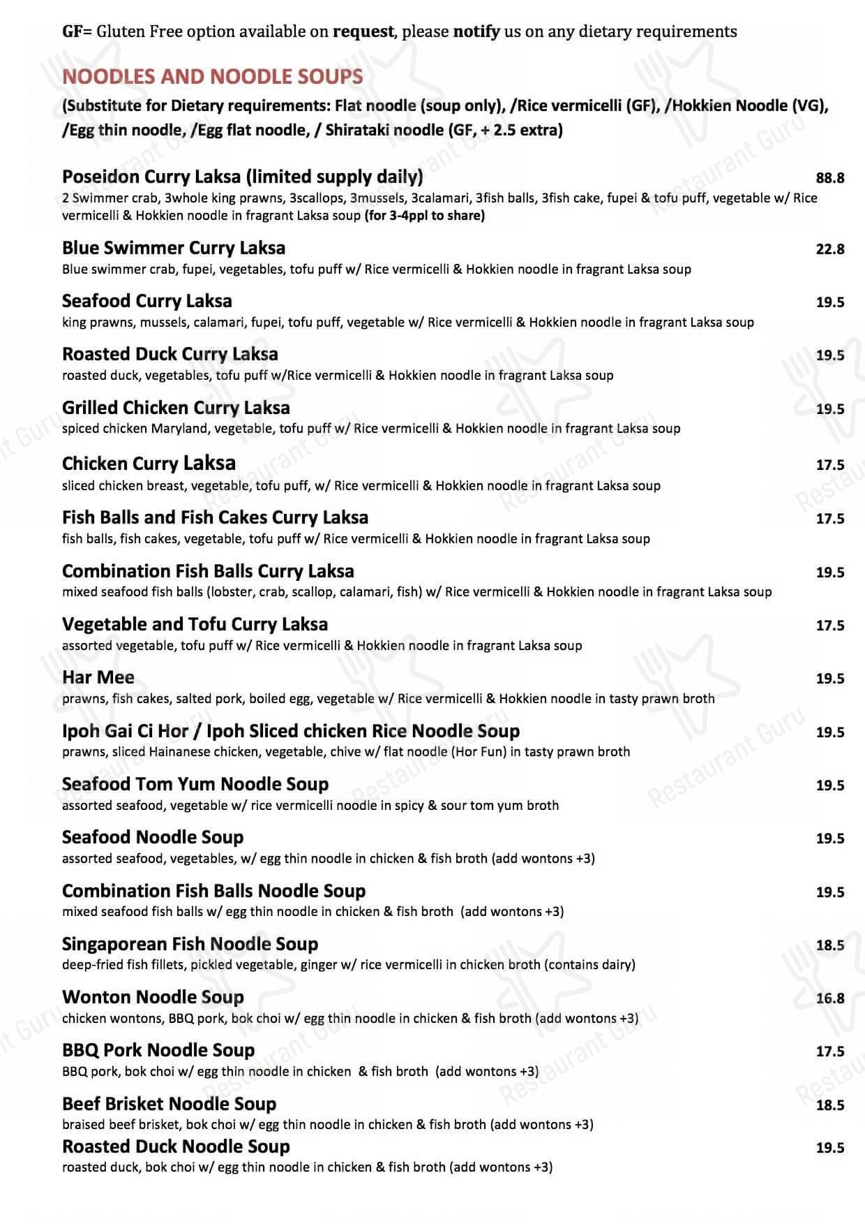 Menu at Mai Jia restaurant, South Yarra