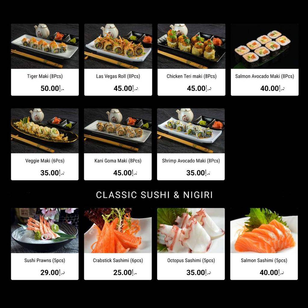 Menu at Maki Yaki Japanese Restaurant, Abu Dhabi