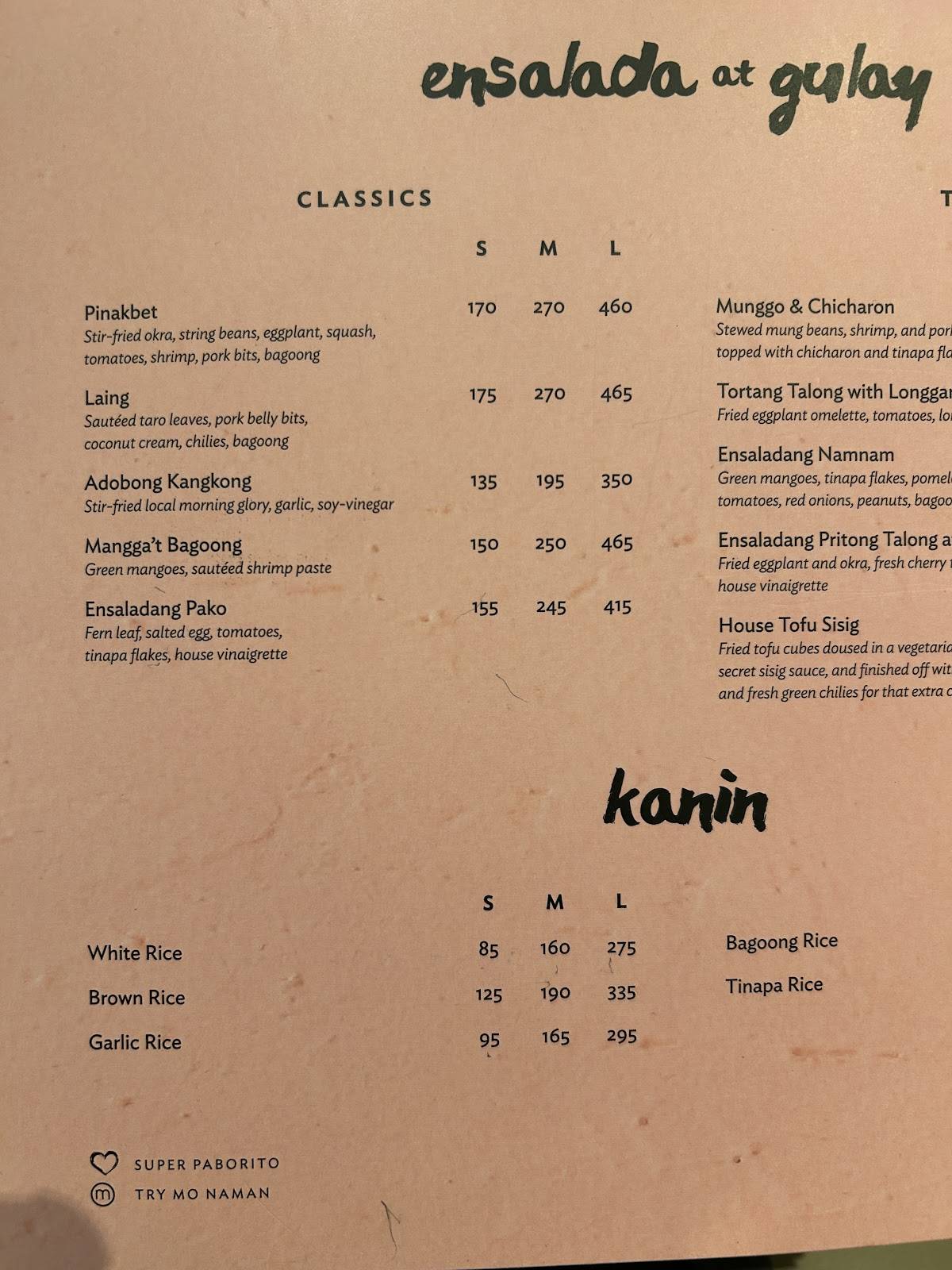 Carta del restaurante Manam Robinsons Place, Manila, L1