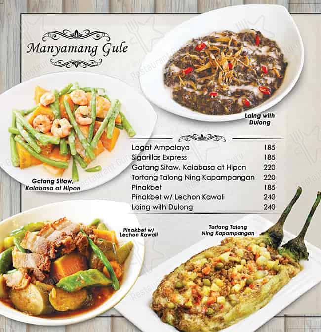 Menu at Mangan restaurant, Quezon City, Ortigas Ave