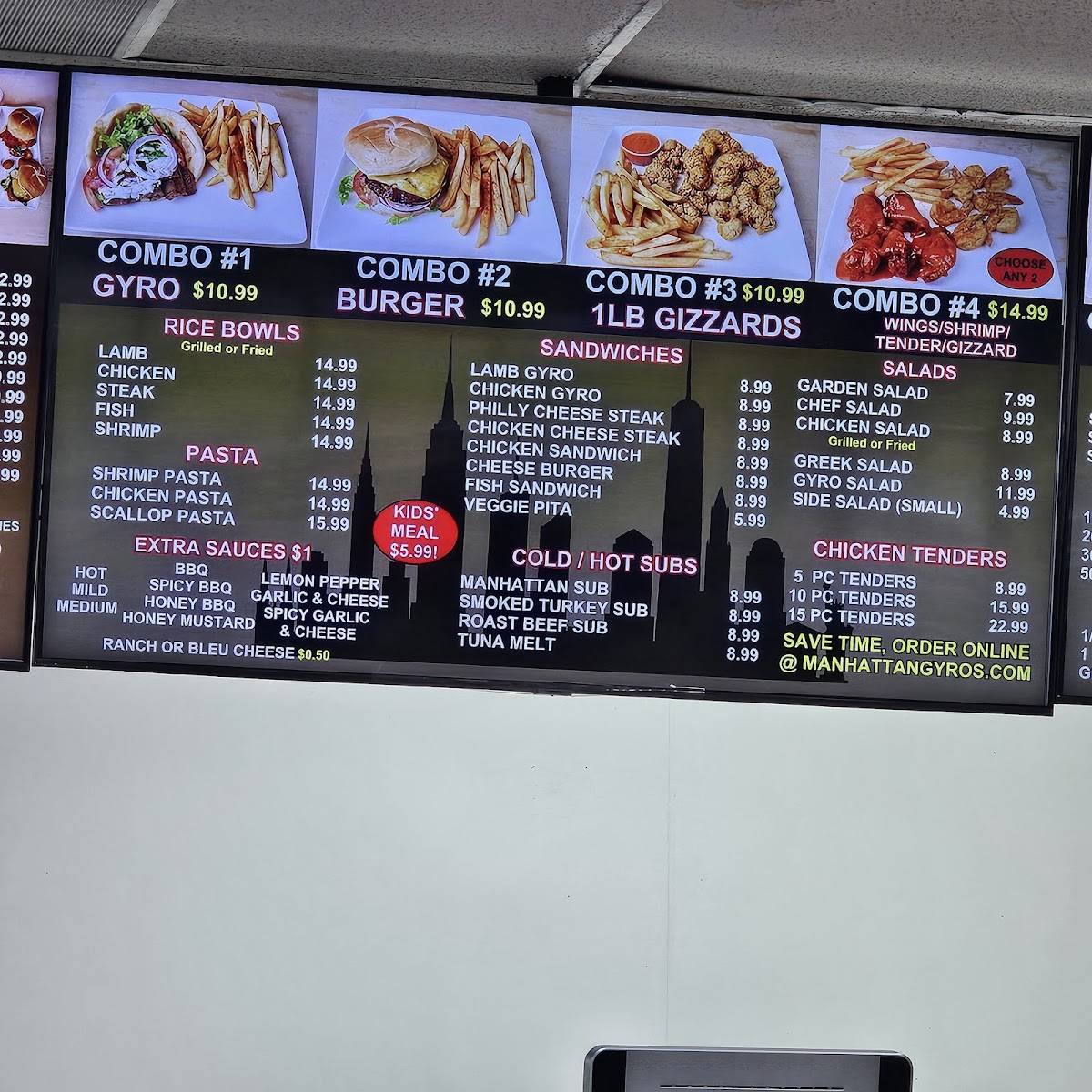 Menu at Manhattan Gyros & Subs restaurant, Gainesville