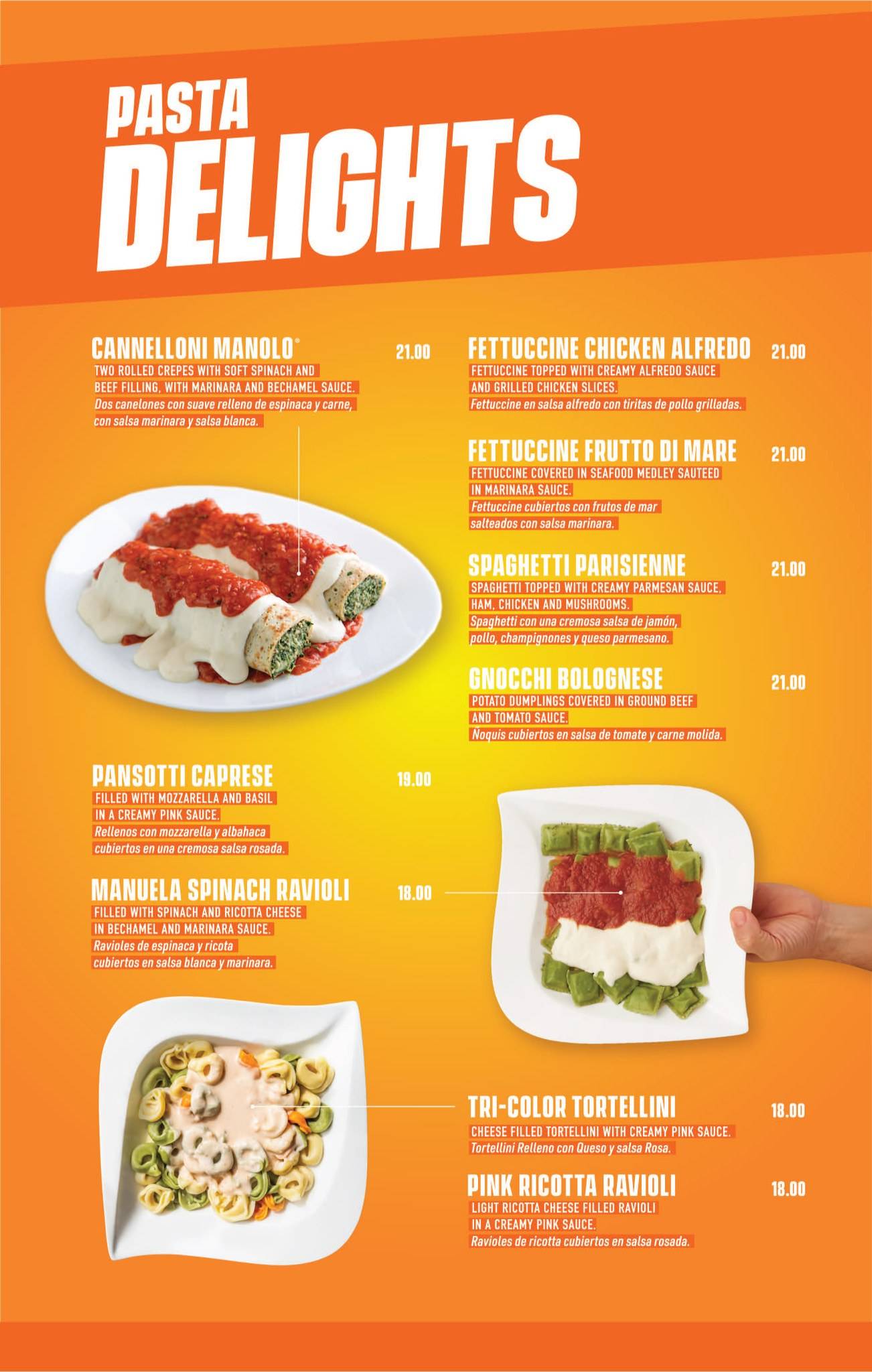 Menu at Manolo restaurant, Miami Beach, Collins Ave