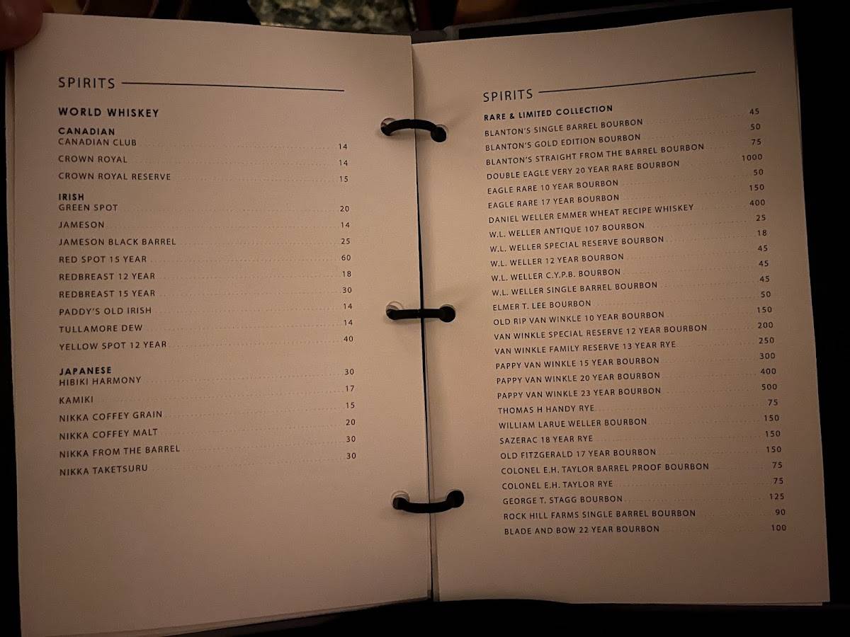 Menu at Marble Room Steaks and Raw Bar, Cleveland