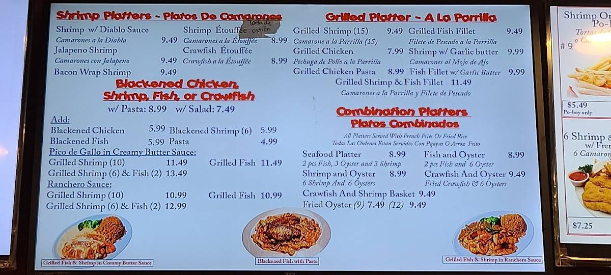 Menu at Marina Seafood Kitchen - Fuqua restaurant, Houston