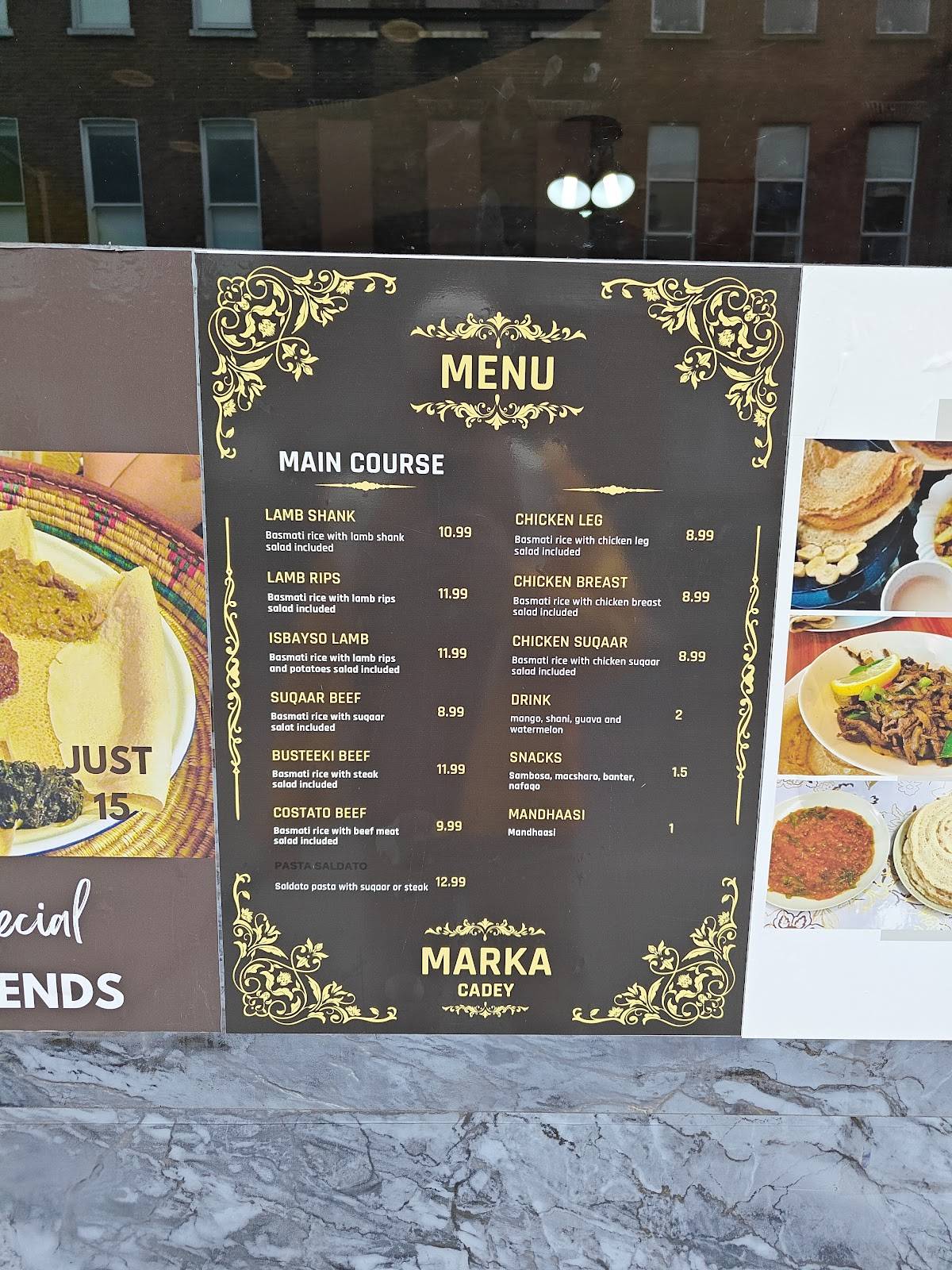 Menu at Marka Cadey Halal food, Dublin