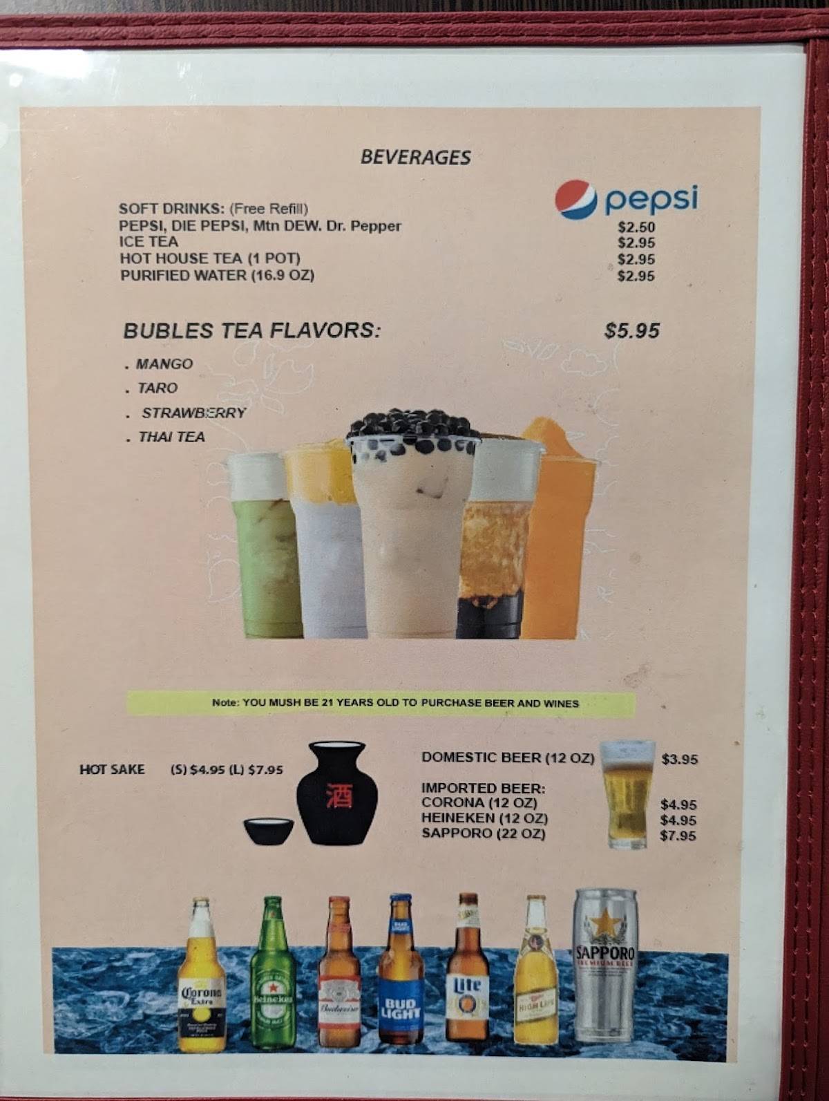 Menu at Massaki Hibachi & Sushi Bar, Danville