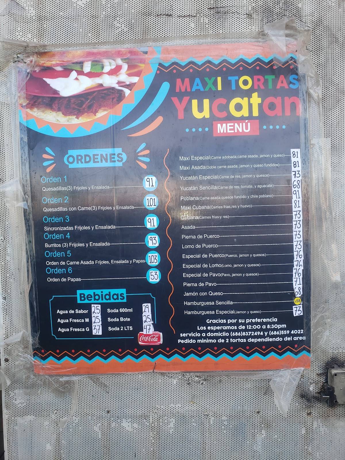Menu at Maxi Tortas Yucatan - Casa Magna restaurant, Mexicali, Paterno 1365