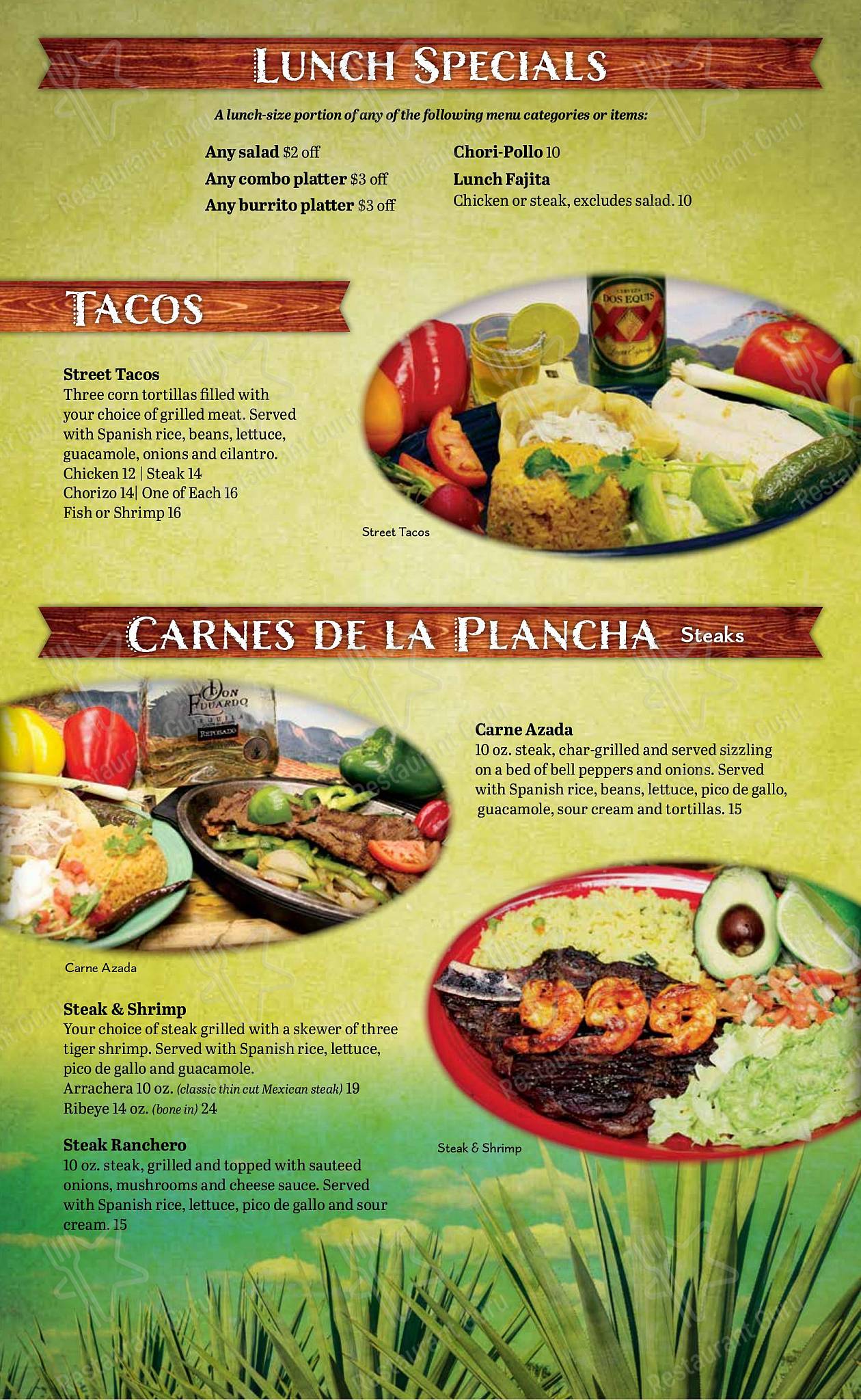 Menu at Mi Rancho Cocina Y Copas restaurant, Bemidji