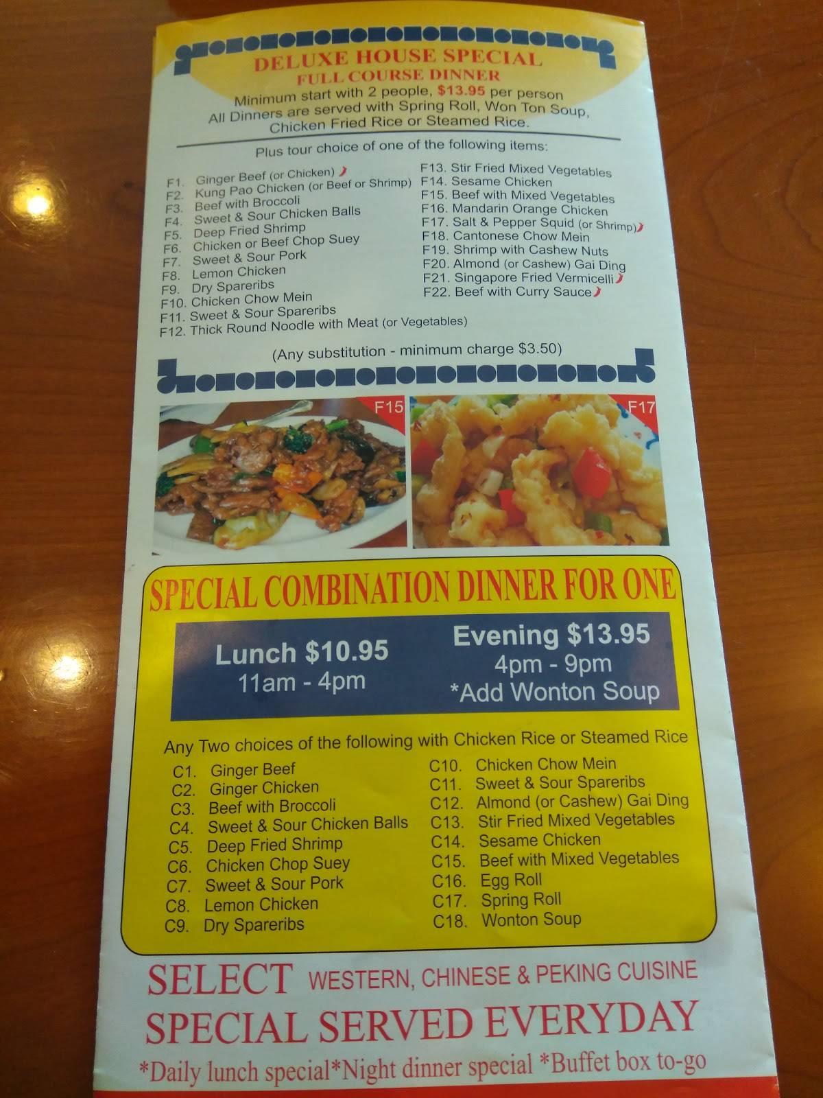 Menu at Ming Dynasty Restaurant, Nanton