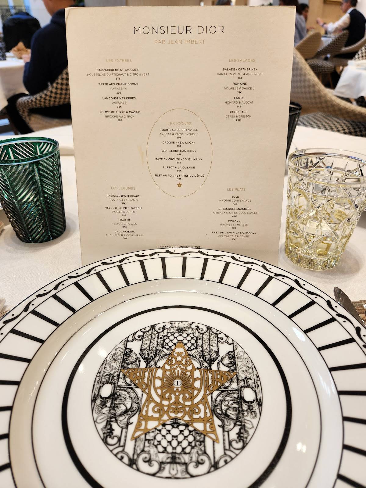 Menu at Restaurant Monsieur Dior, Paris