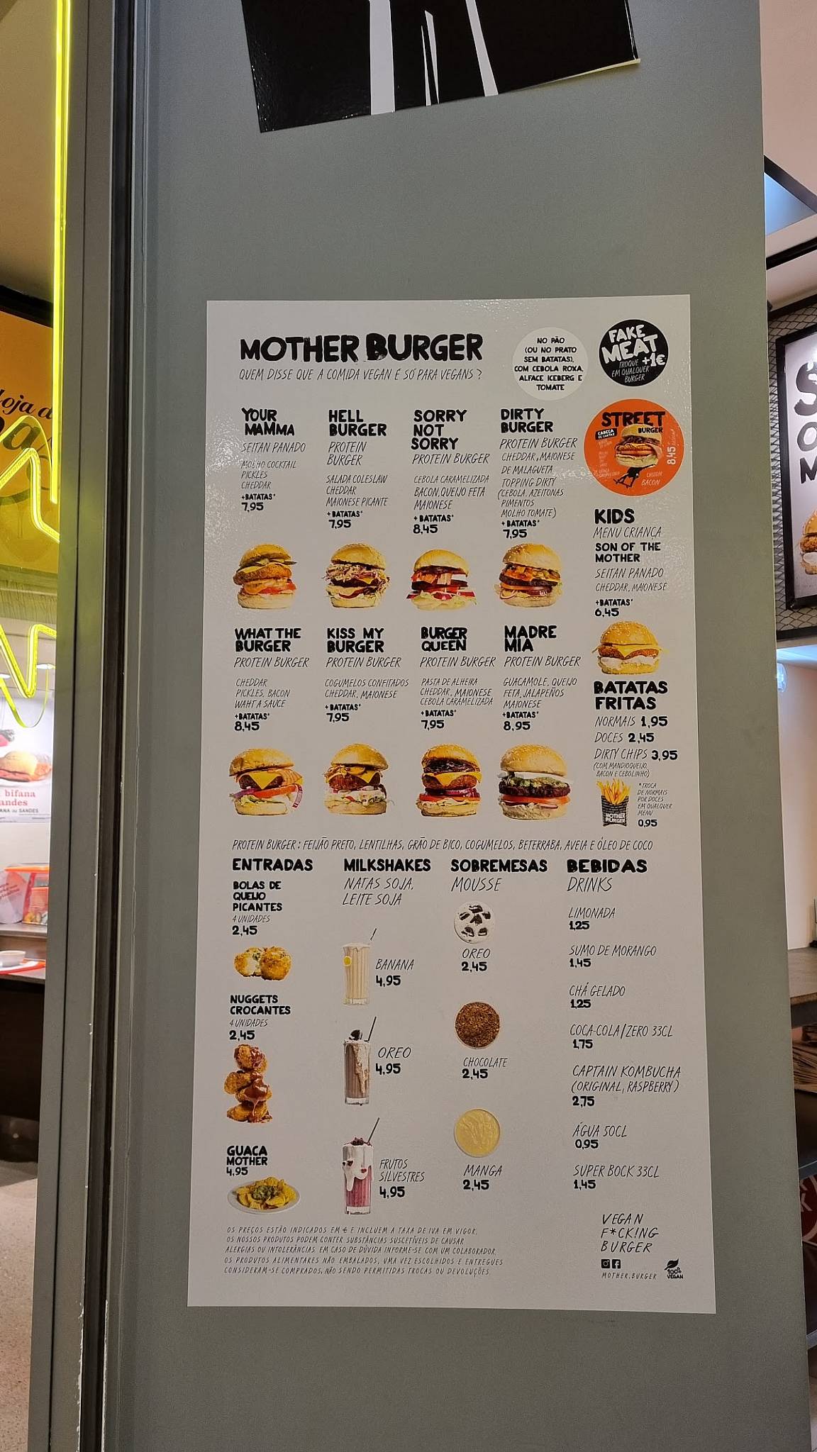Menu em Mother Burger - Colombo restaurante, Lisboa