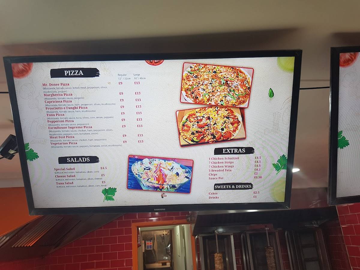Menu at Mr Doner Romanian restaurant, Birmingham
