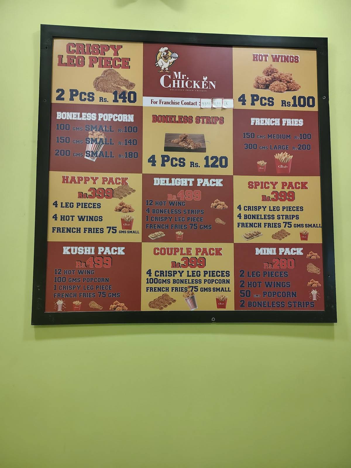 Menu at Mr chicken, Hyderabad