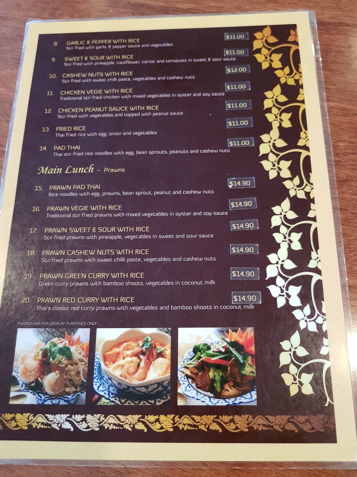 Menu at Muang Thai Pukekohe Restaurant, Pukekohe