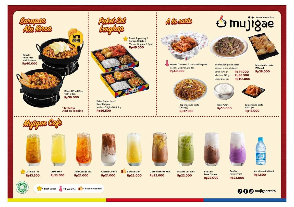 Menu at Mujigae Korean Delivery Sunter restaurant, North Jakarta