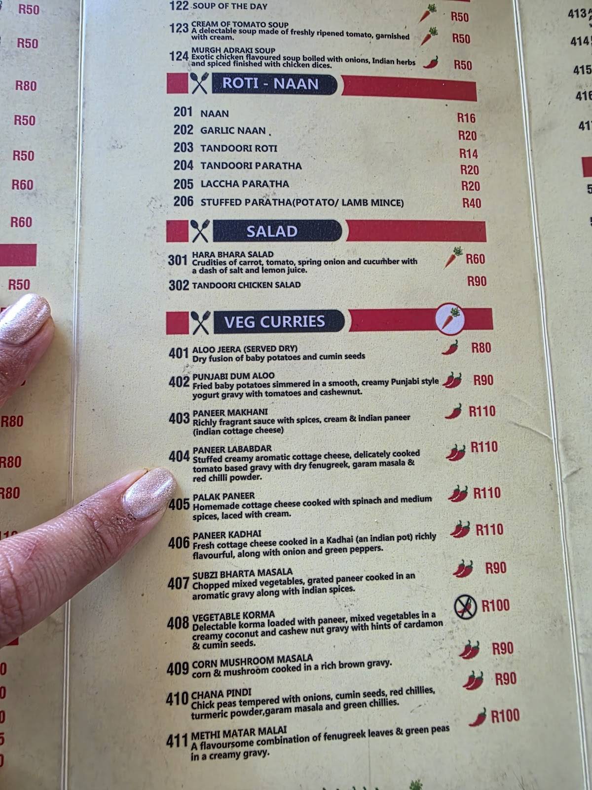 Speisekarte von Mumbai Cafe, George, 72 Knysna Rd