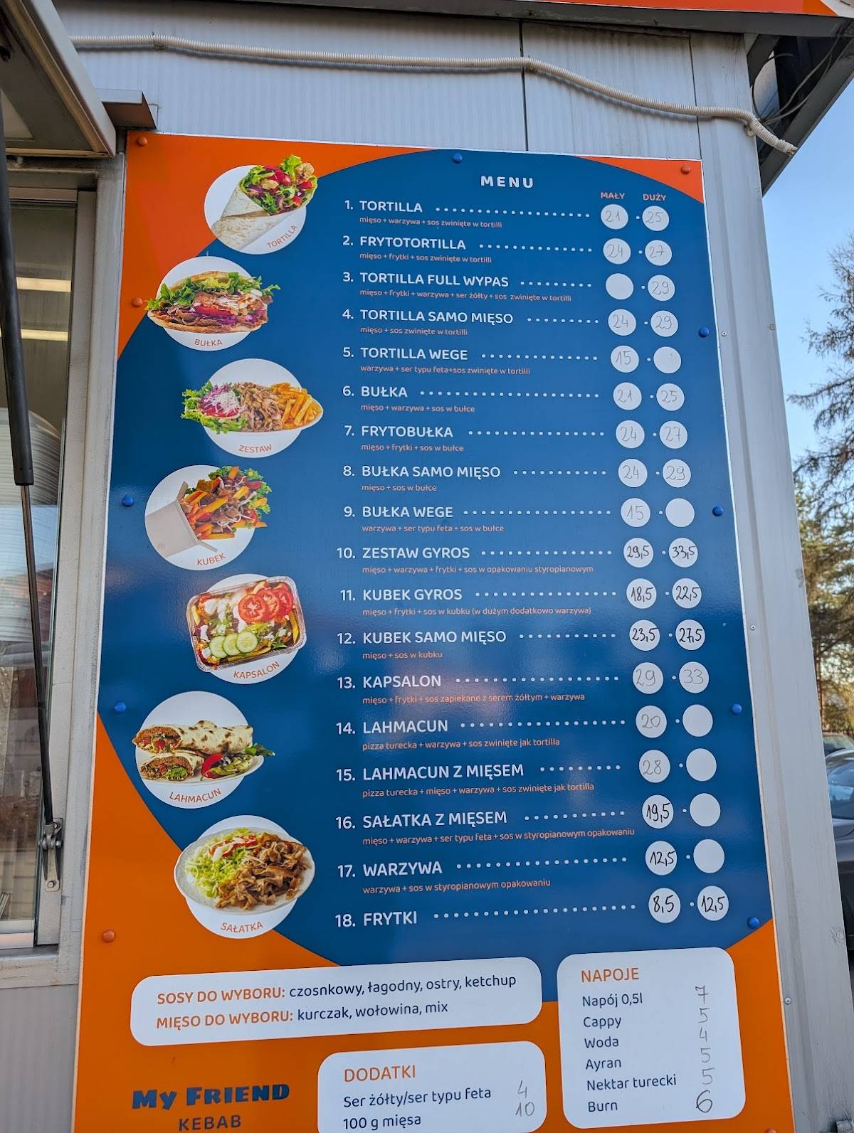 Menu at My Friend Kebab restaurant, Wrocław, Okulickiego 13