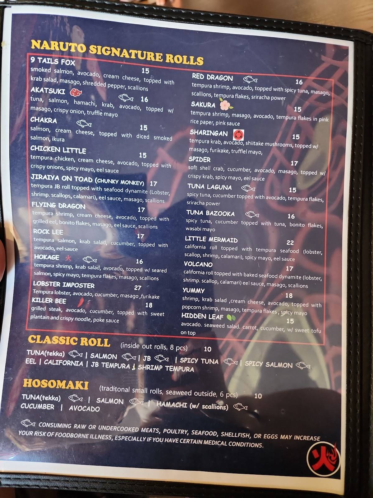 Menu at Naruto 88 Bistro restaurant, Miami