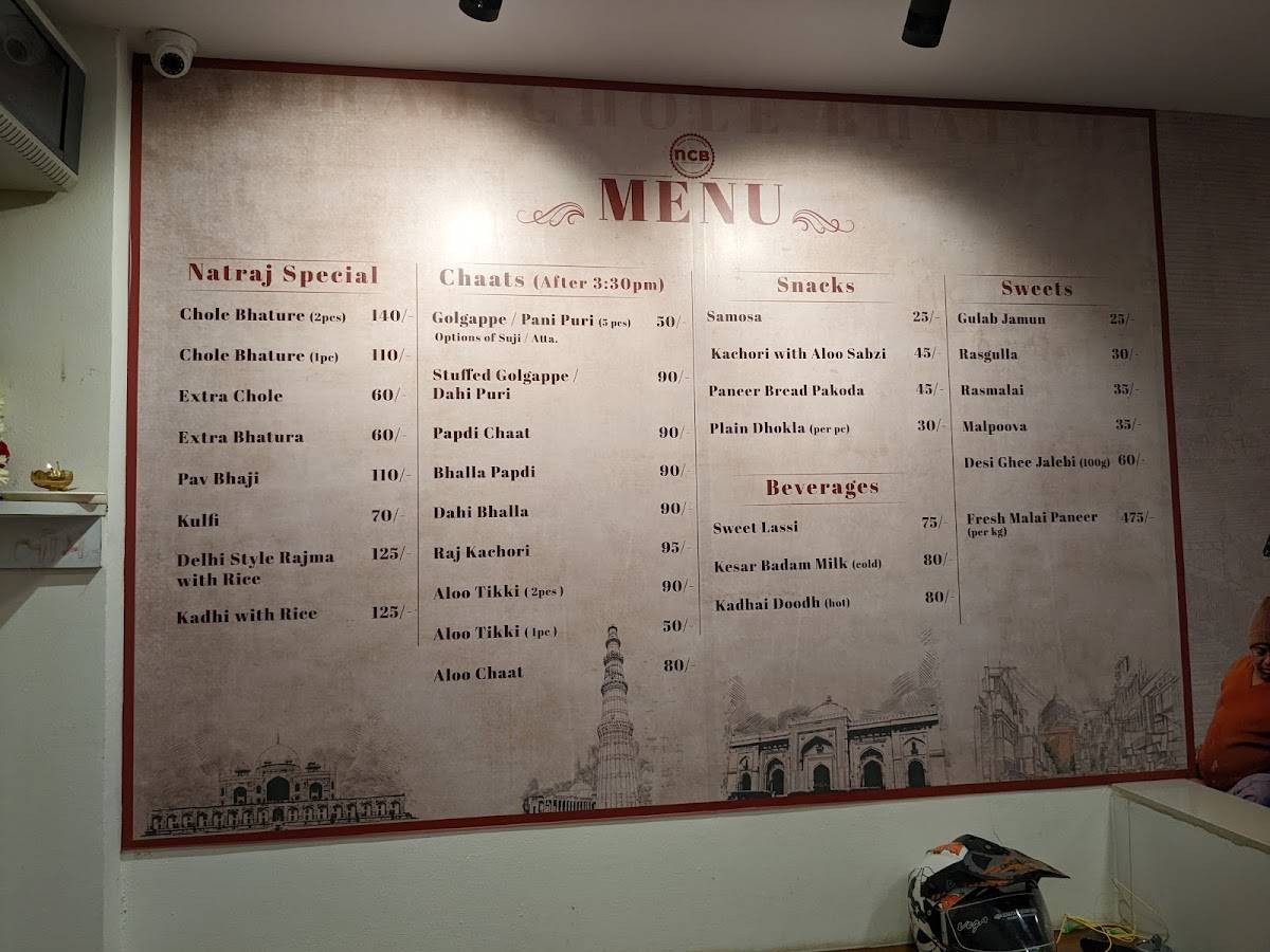 Menu at Natraj Chole Bhature Paharganj Wale, Bengaluru