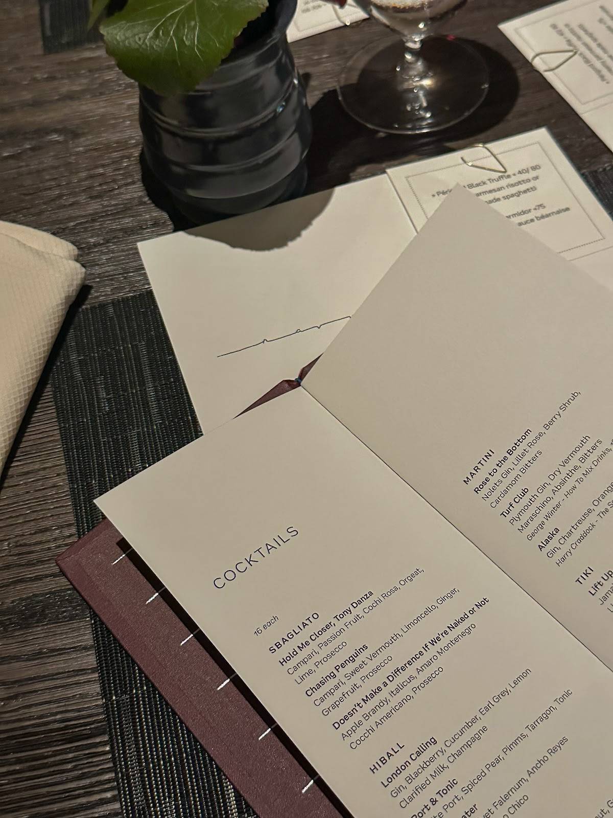 Menu at Navy Blue restaurant, Houston