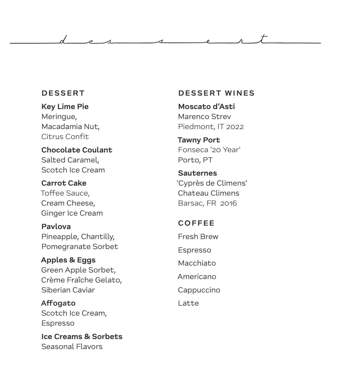 Menu at Navy Blue restaurant, Houston