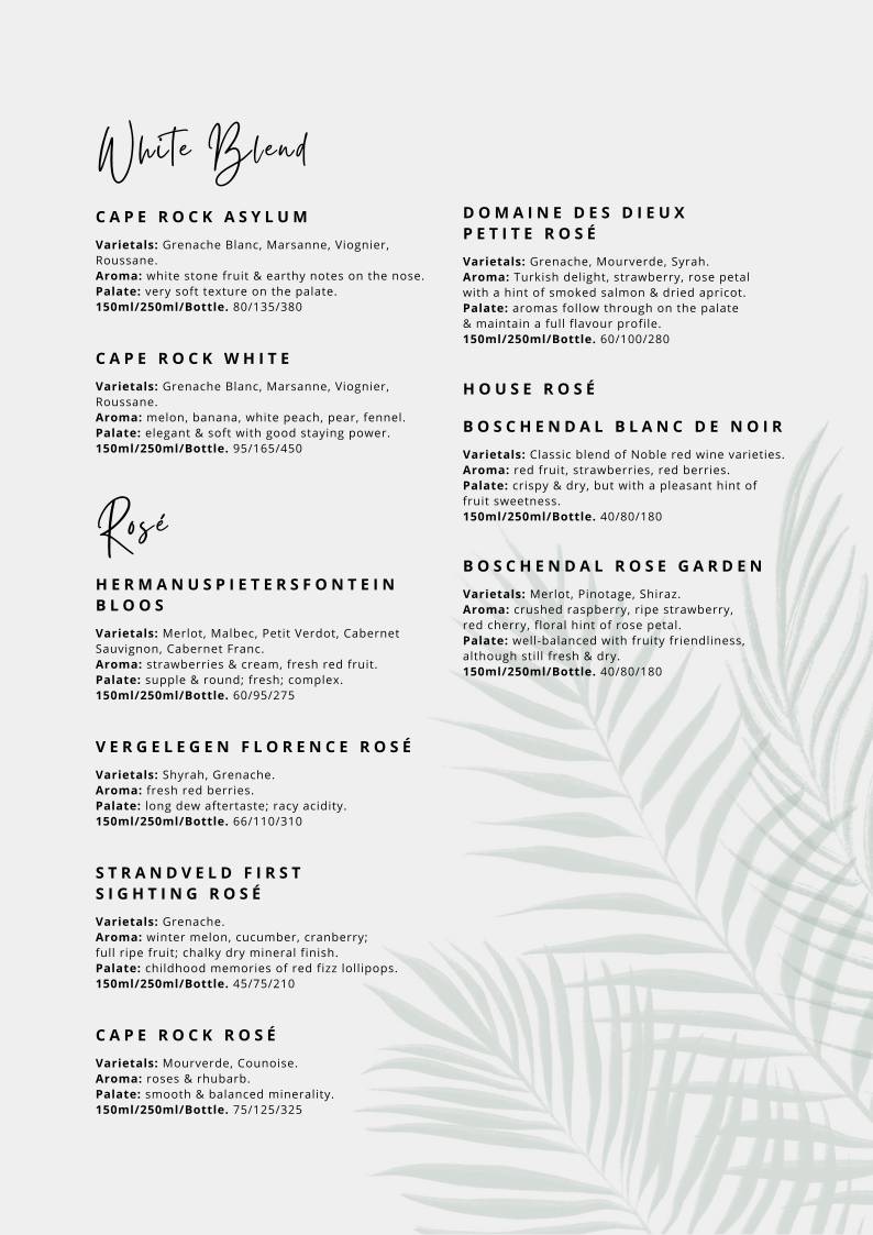 Menu at Neighbourhood Cafe & bar, Durban North