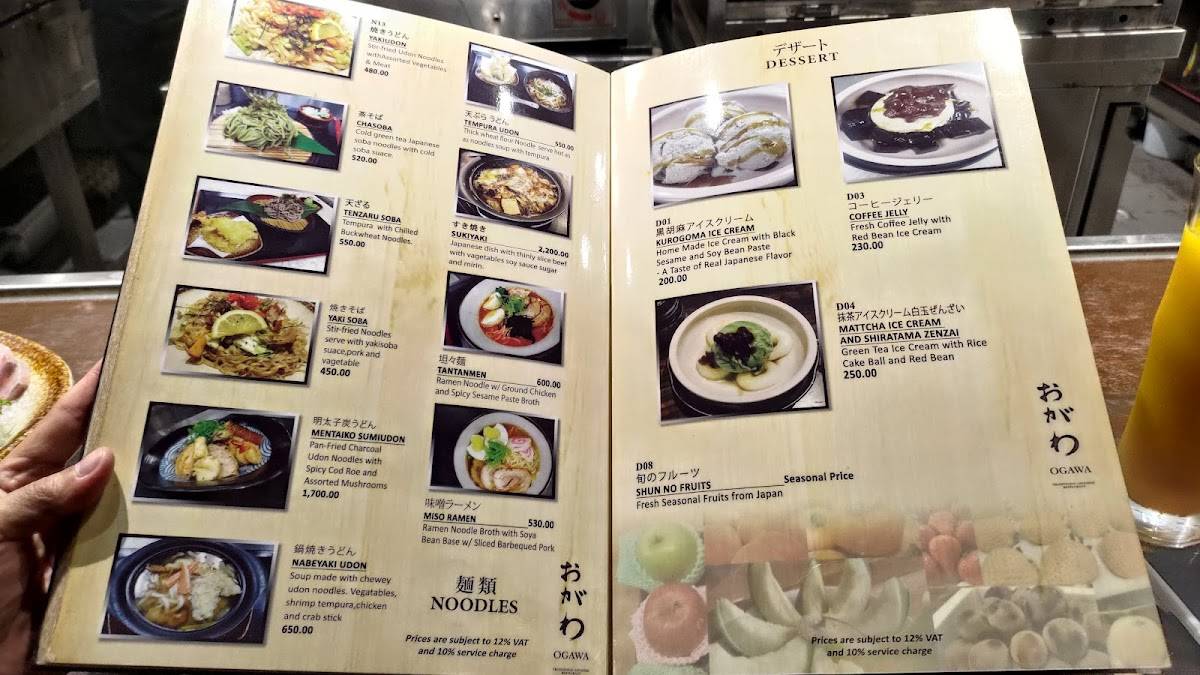 Menu at Ogawa restaurant, Taguig, The Fort Strip
