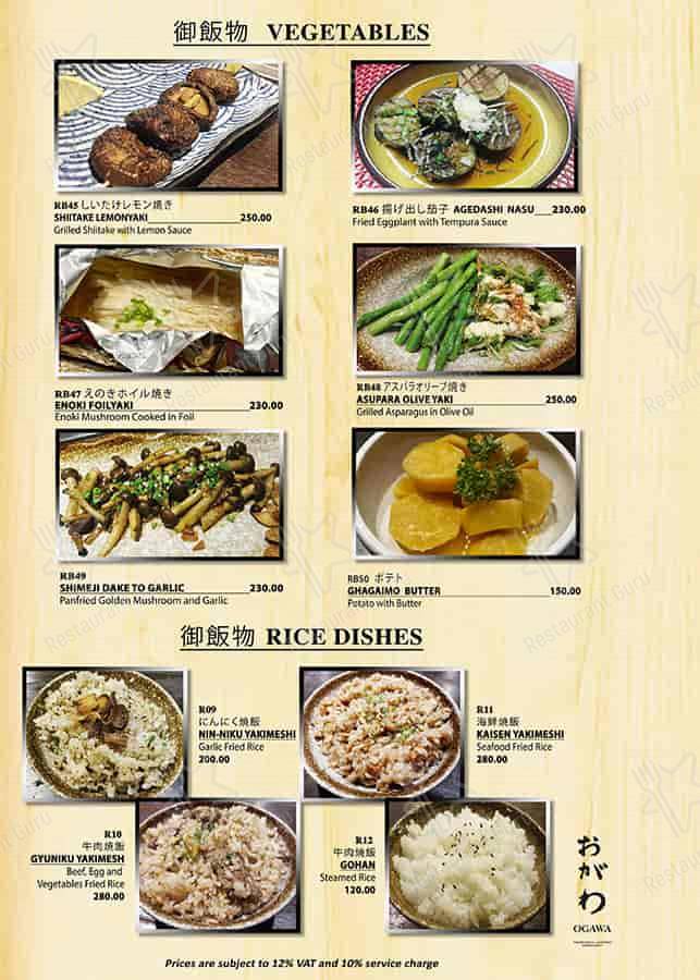 Menu at Ogawa restaurant, Taguig, The Fort Strip