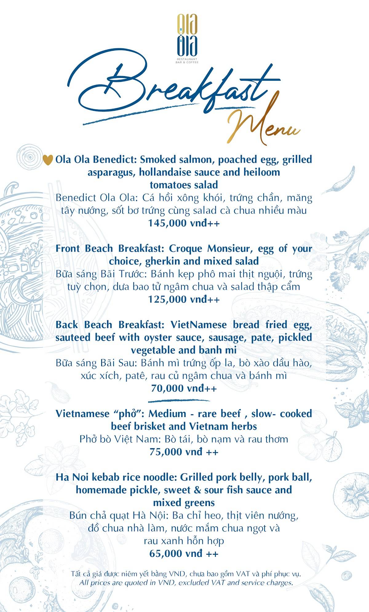 Menu at Ola Ola Restaurant, Bar & Coffee, Vung Tau
